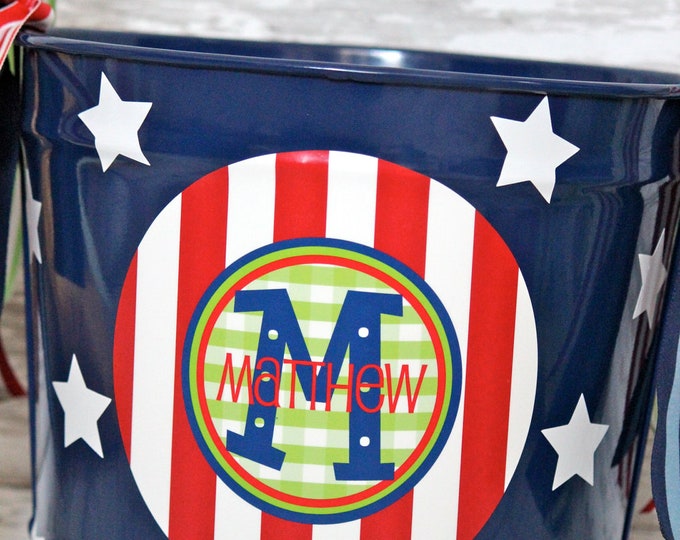 Custom Personalized 10 Quart Bucket in Blue Red and Green - Etsy