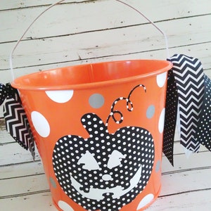Personalized Halloween Jack O Lantern Bucket for Trick or Treating - Etsy