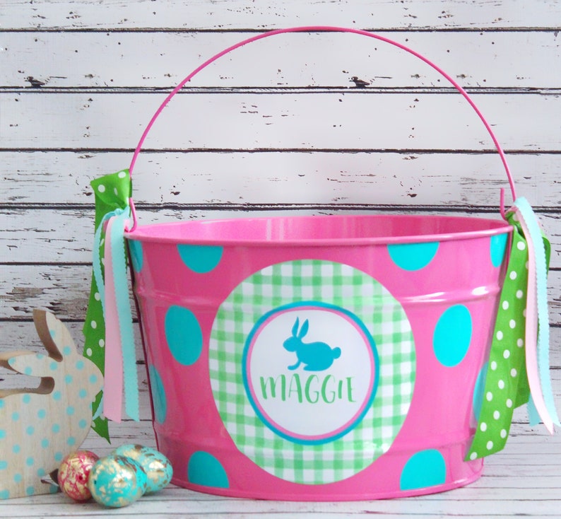 Personalized Gingham Easter Bucket for Girls - Etsy