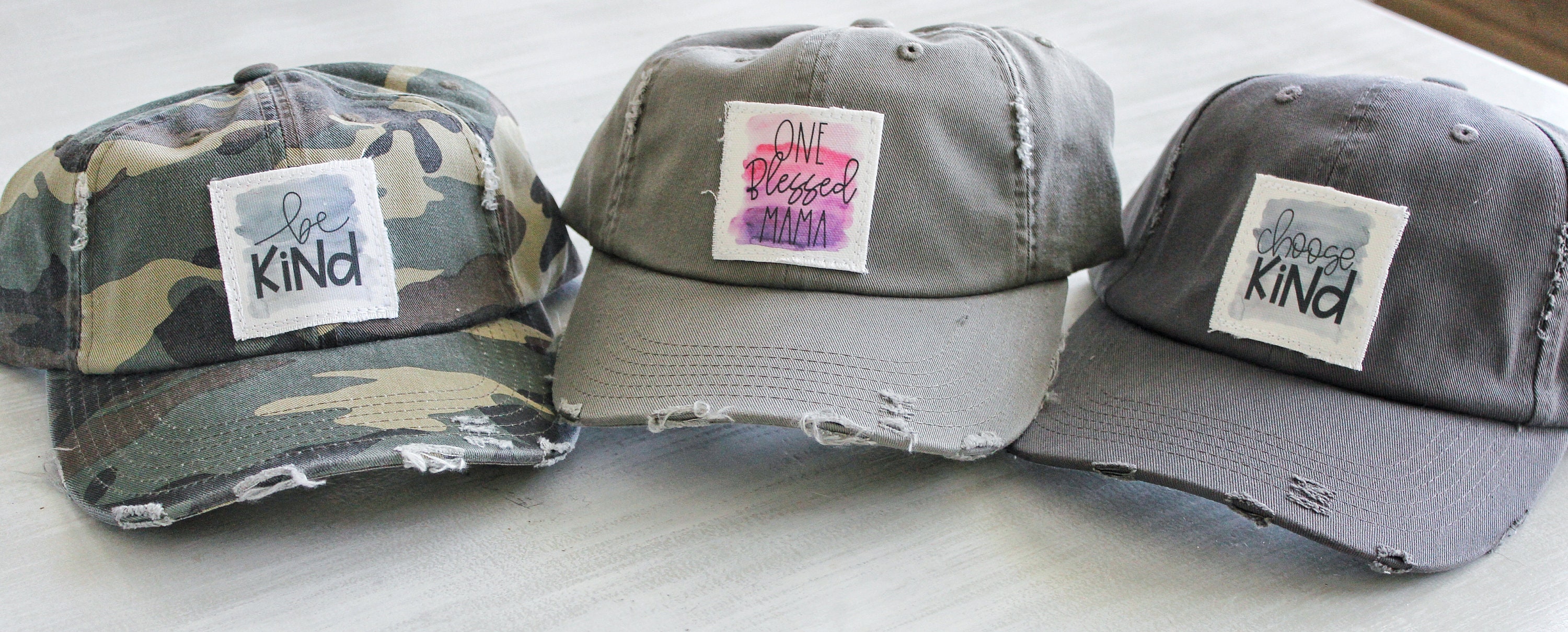 Custom Distressed Baseball Hat with Printed Patch | Etsy