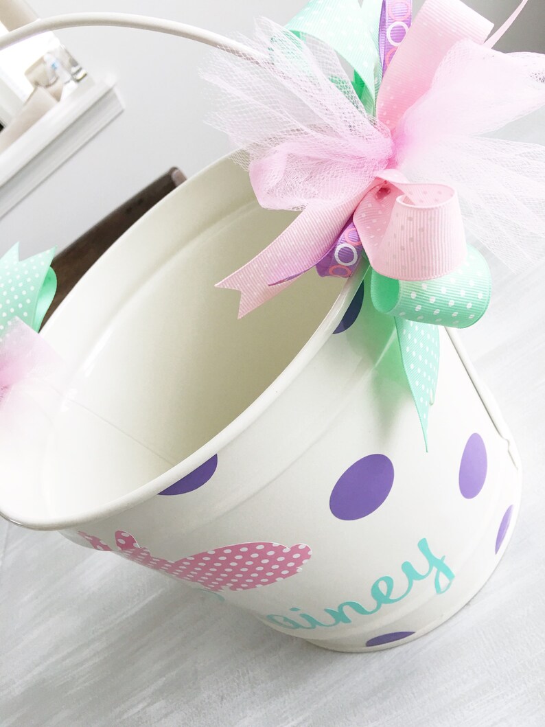 Personalized Easter Bucket for Girls Elegant Bunny Easter | Etsy