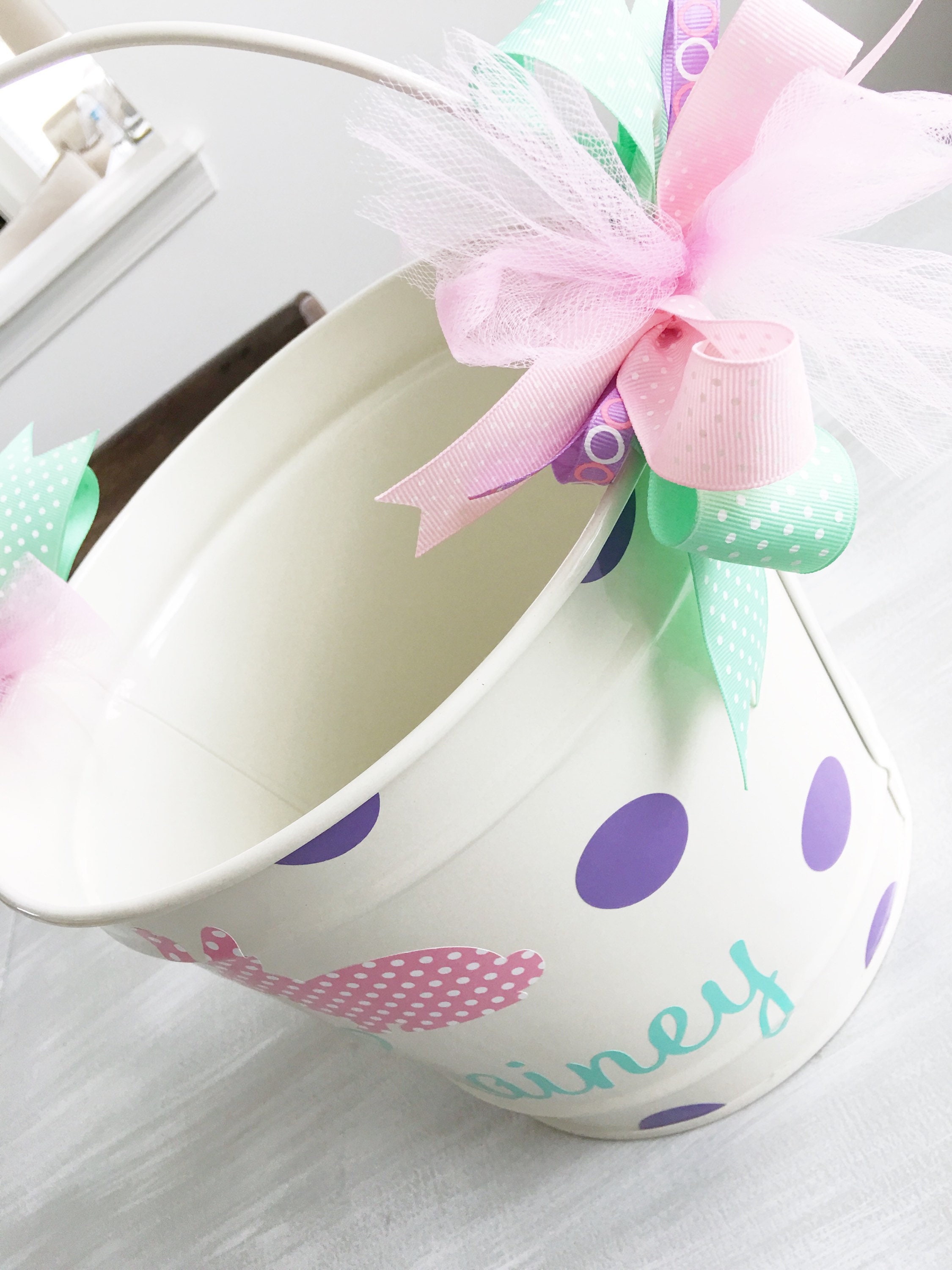 Personalized Easter Bucket for Girls Elegant Bunny Easter | Etsy