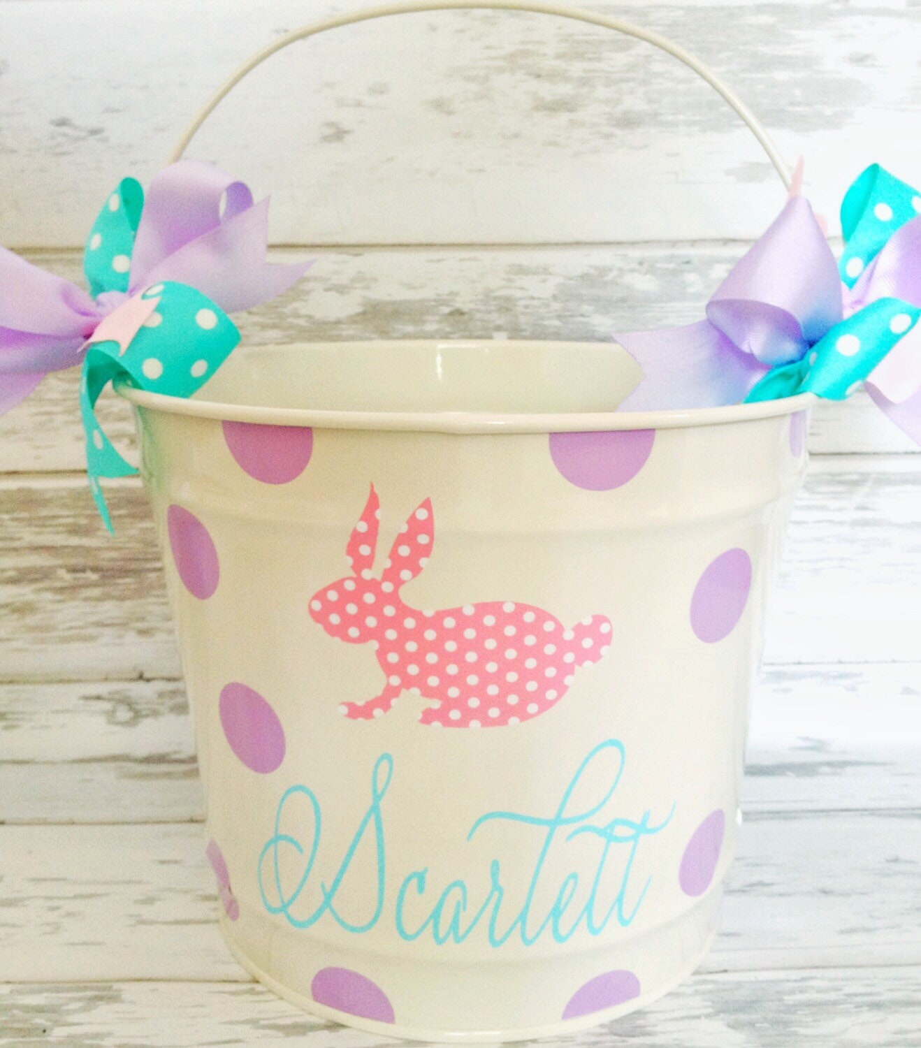 Personalized Easter Bucket for Girls - Elegant Bunny Easter Basket - Etsy