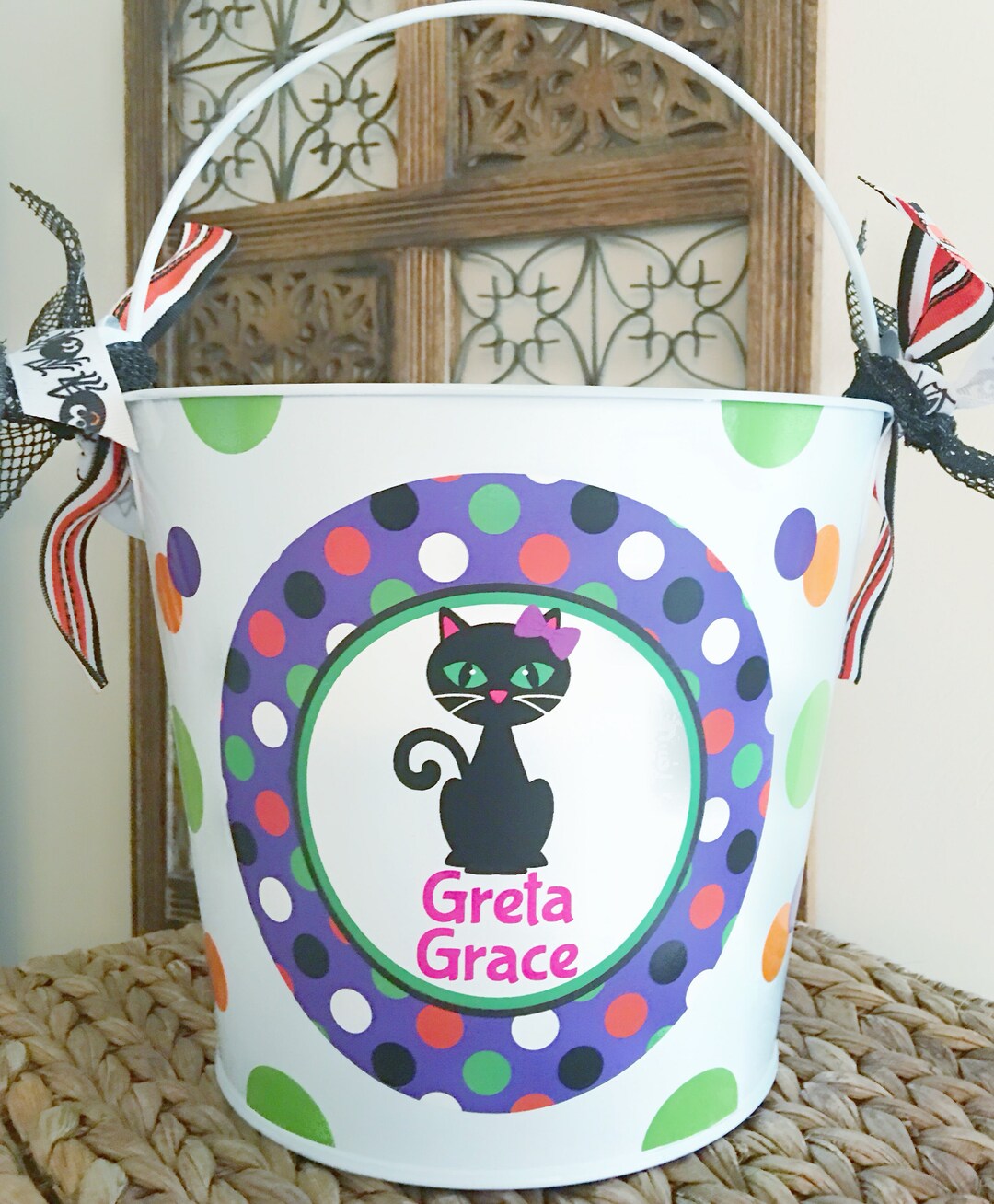Girl Halloween Cat Bucket - Etsy