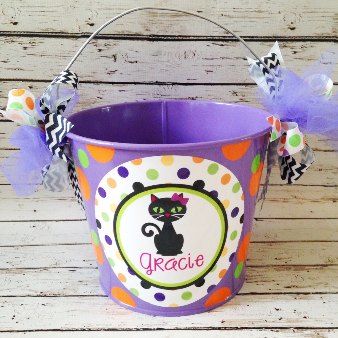 Girl Halloween Cat Bucket - Etsy