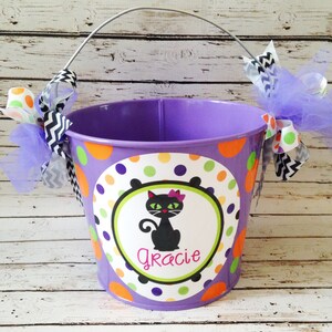 Girl Halloween Cat Bucket - Etsy