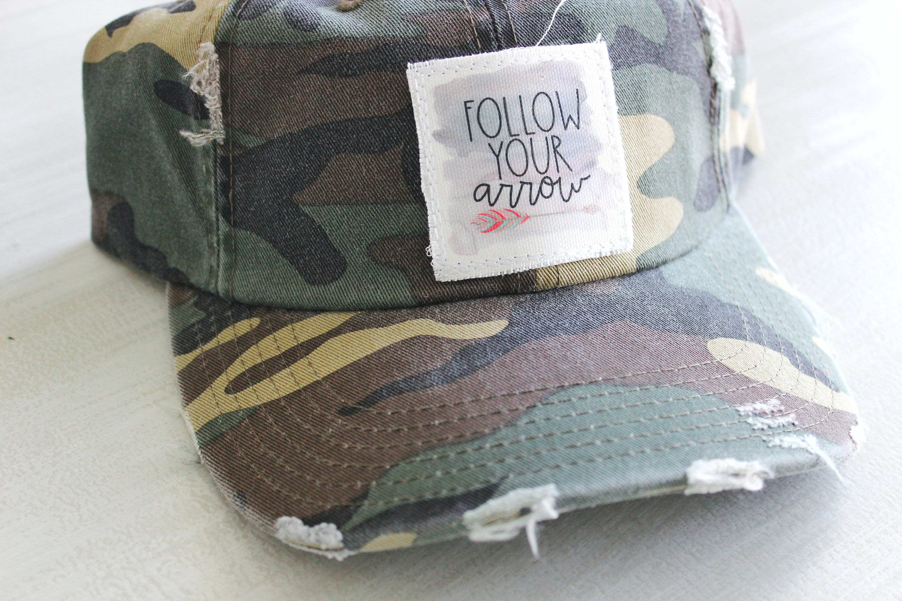 Custom Distressed Baseball Hat with Printed Patch | Etsy