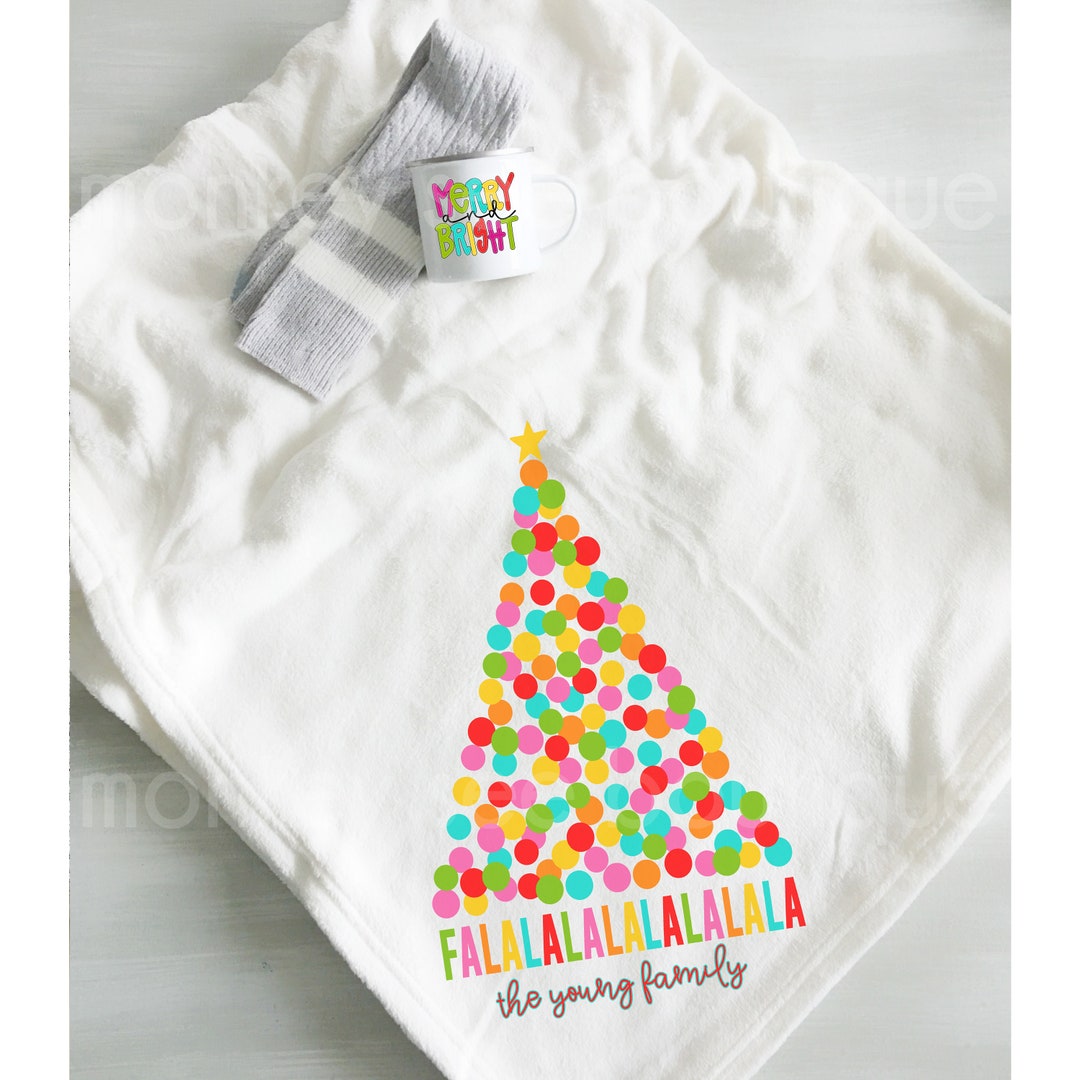 Personalized Fluffy Christmas Blanket, Bright Christmas Tree Throw ...