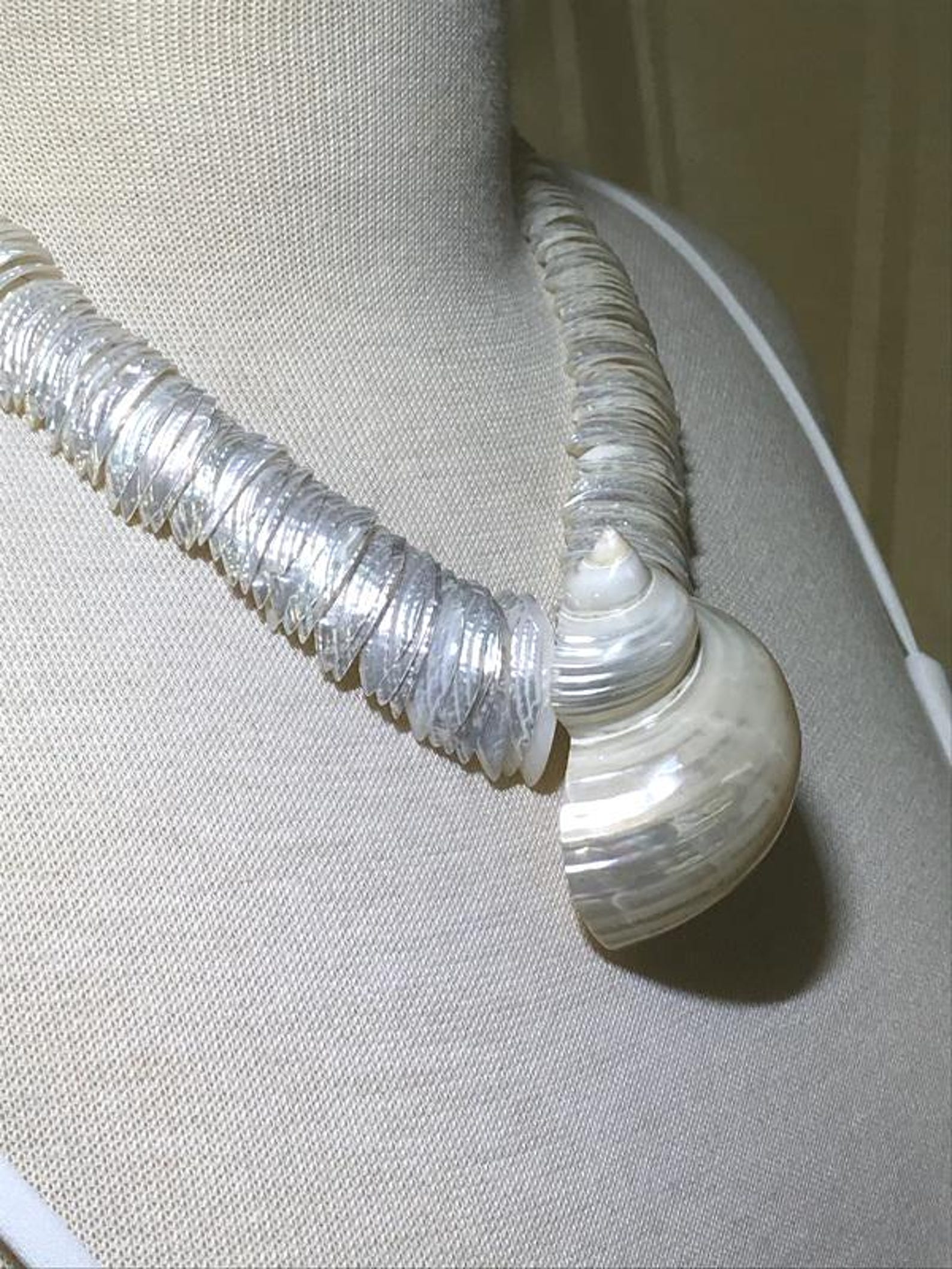 Graduated Trochus Seashell 18" Necklace With Matching Earrings and ...