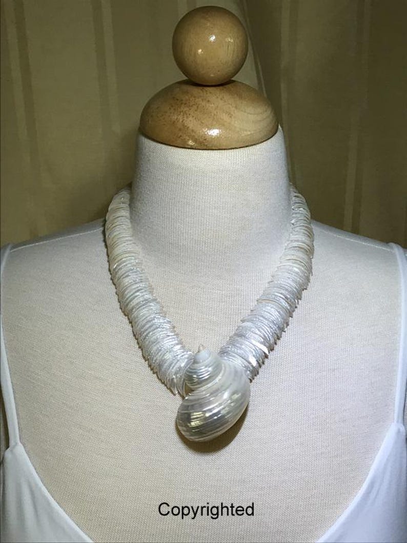 Graduated Trochus Seashell 18" Necklace With Matching Earrings and ...