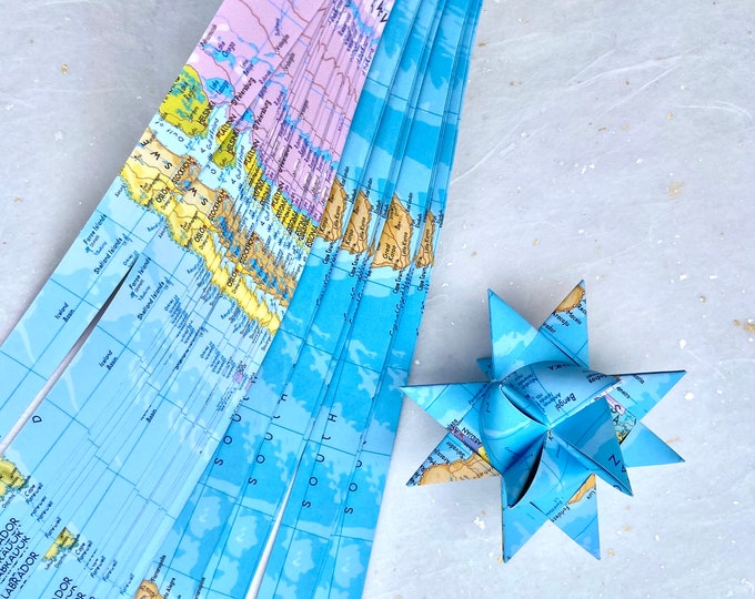 Map~ Froebel Moravian German Star Paper Origami Ornaments World Atlas ...