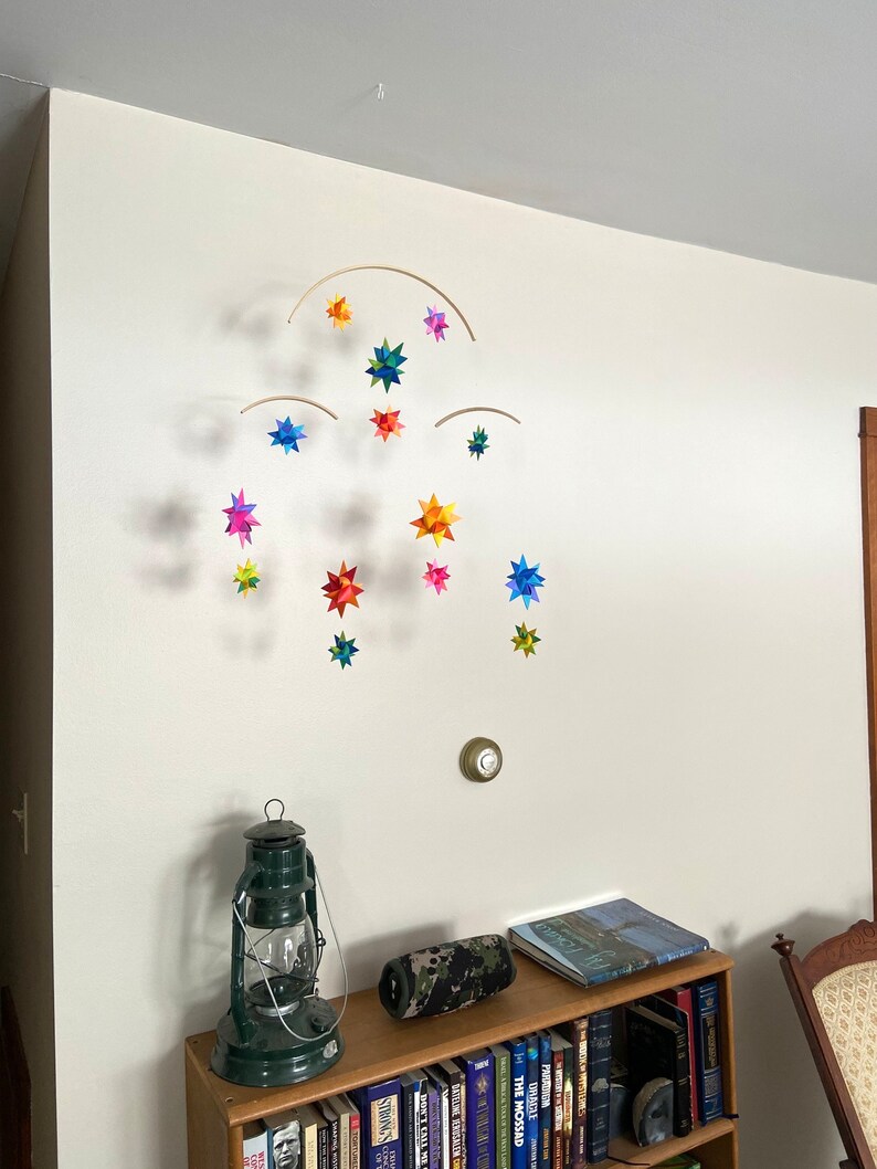 Origami Paper Stars Nursery Mobile constellation Rainbow - Etsy