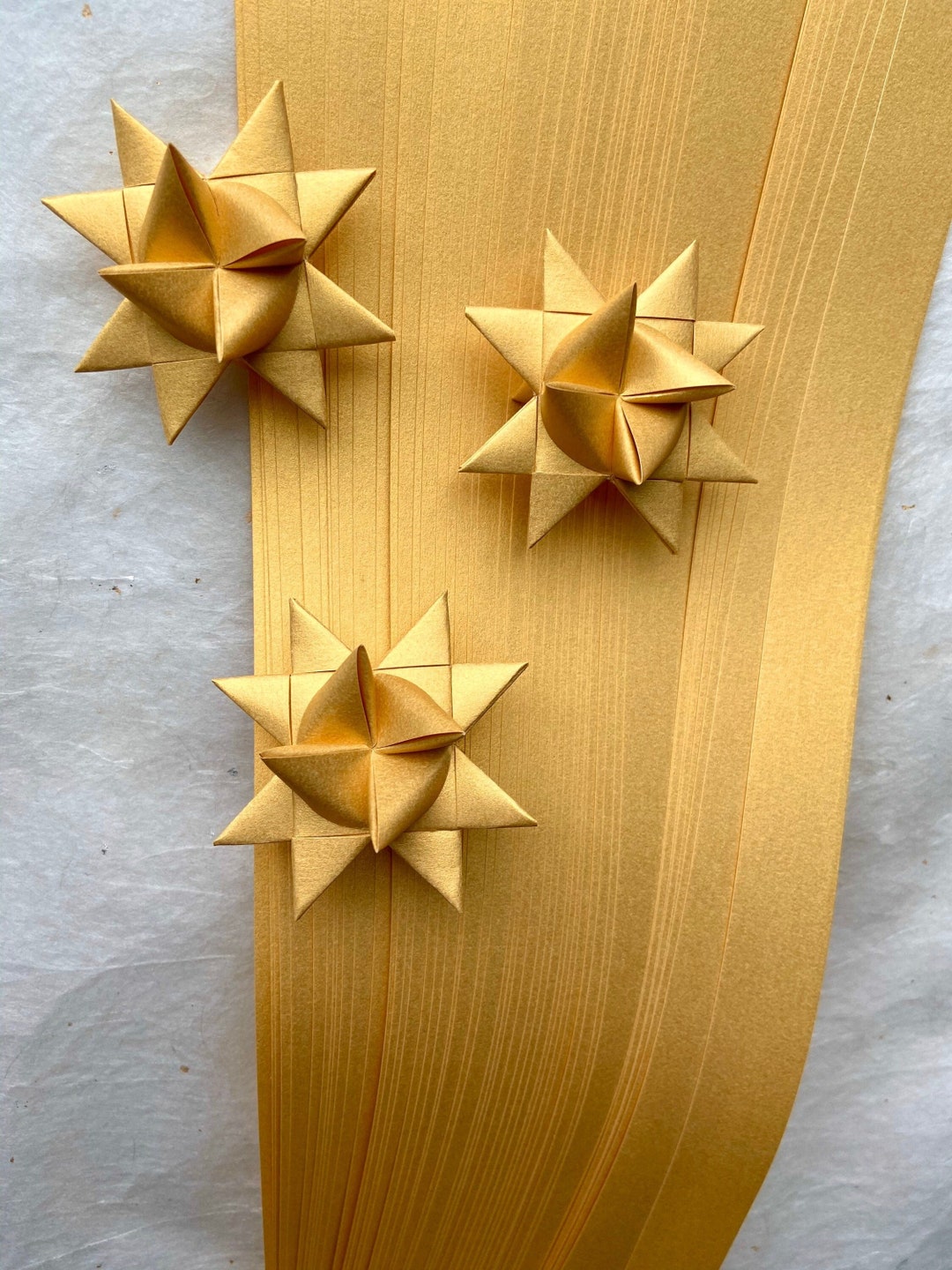 Shimmer Warm Gold Froebel Moravian German Star Paper Origami Ornaments ...