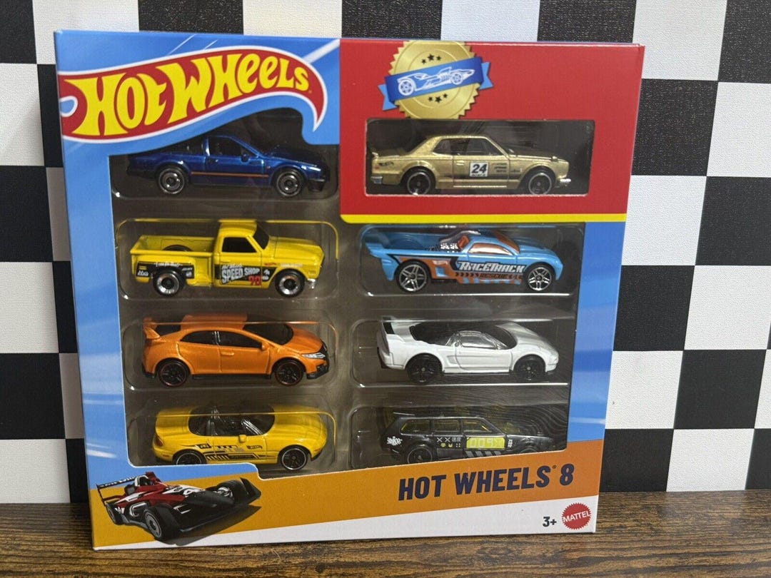 Hot Wheels 8 Pack 1:64 Scale, Skyline H/T 2000 GT-R, Civic Si, MX-5 ...