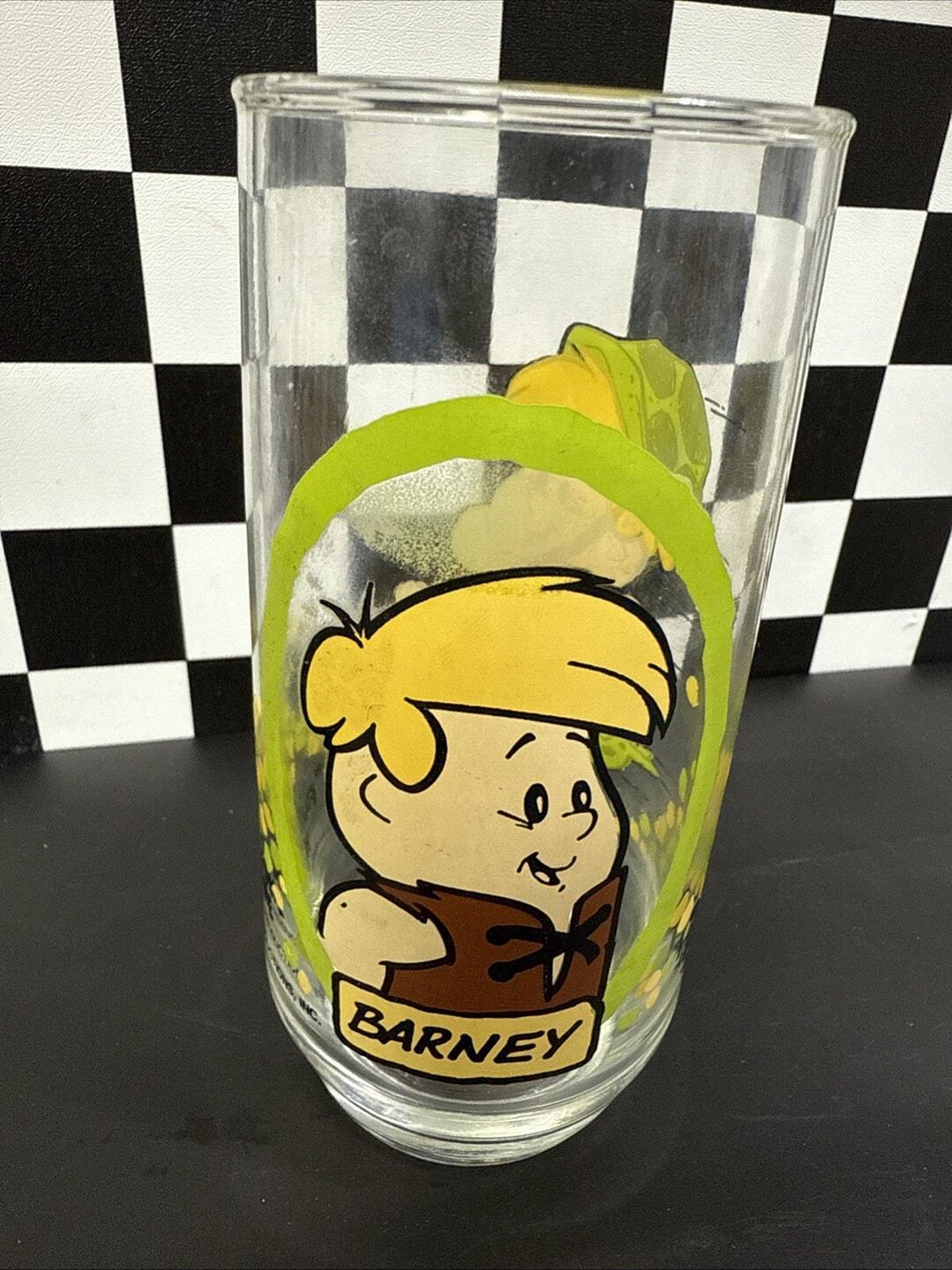Vintage 1986 the Flintstone Kids Barney Drinking Glass 12 Oz Pizza Hut ...