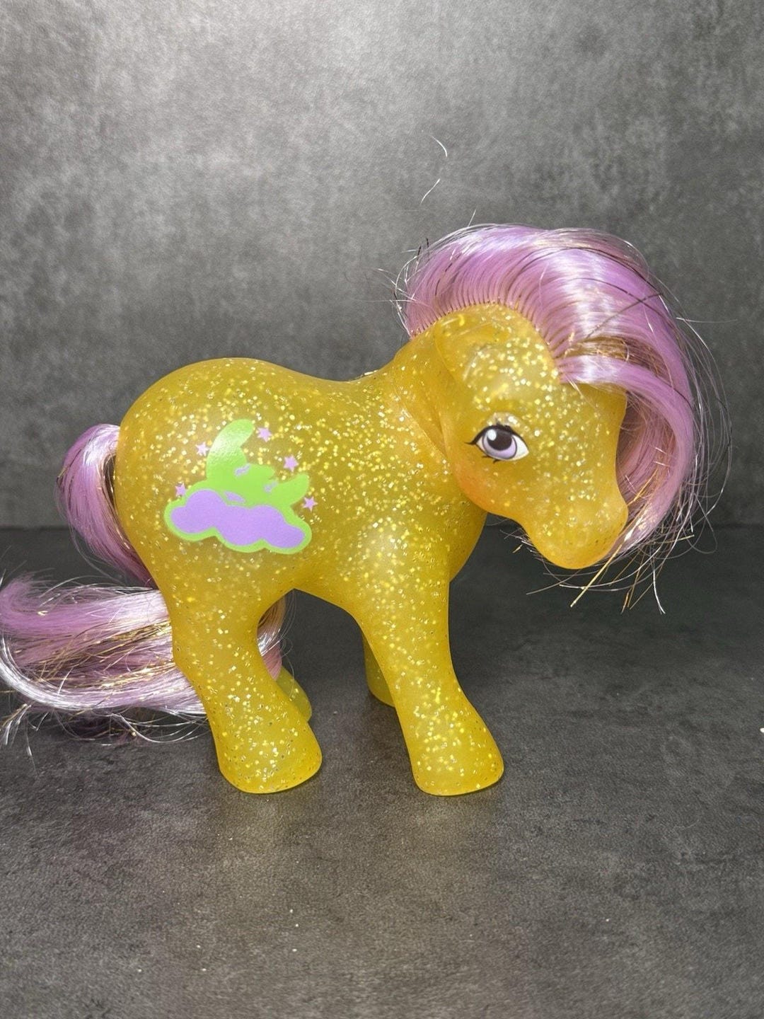 Vintage My Little Pony Napper Sparkle 1983 Yellow Glitter Purple Hair ...