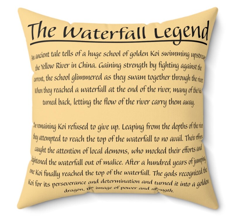 Folklore the Waterfall Legend Golden Dragon Pillow Spun Polyester ...