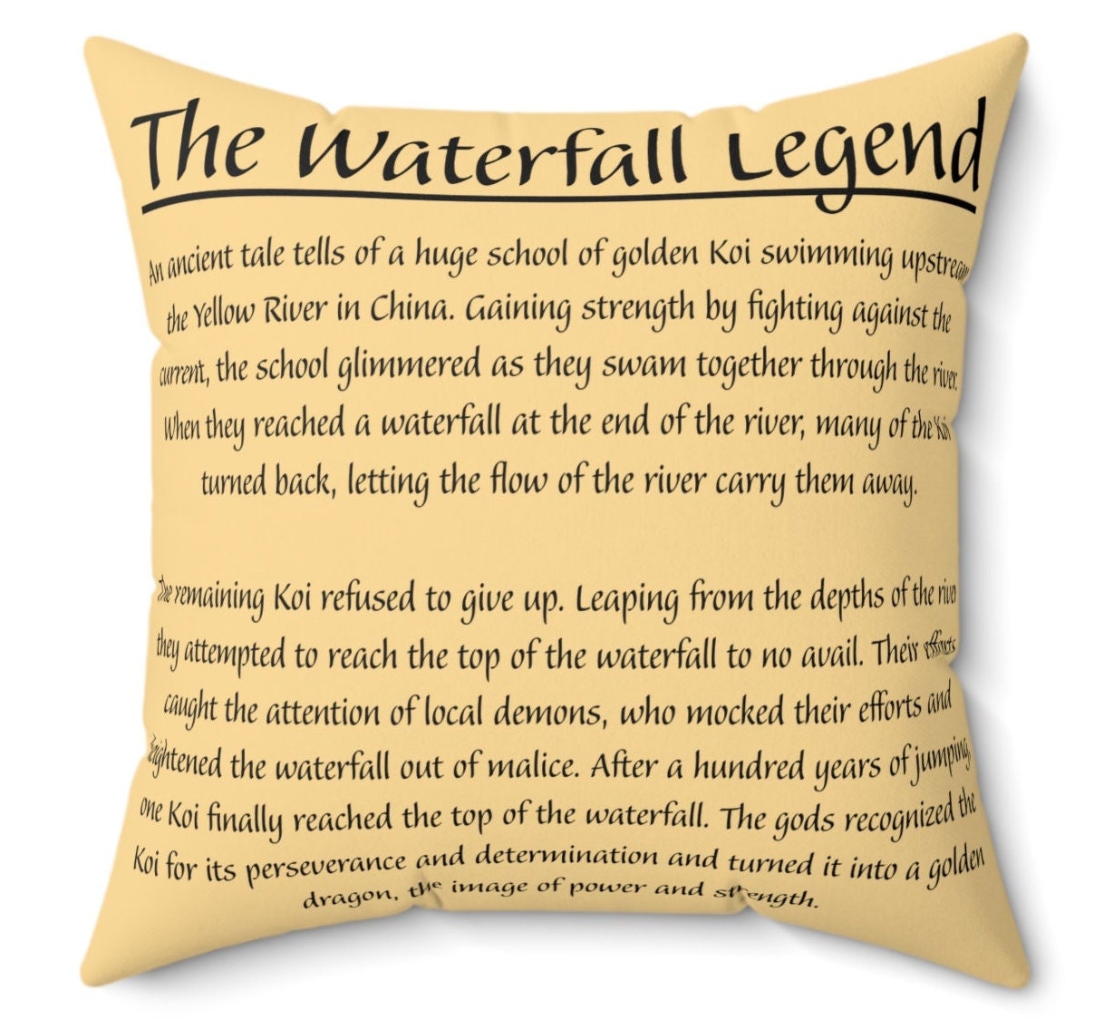 Folklore the Waterfall Legend Golden Dragon Pillow Spun Polyester ...