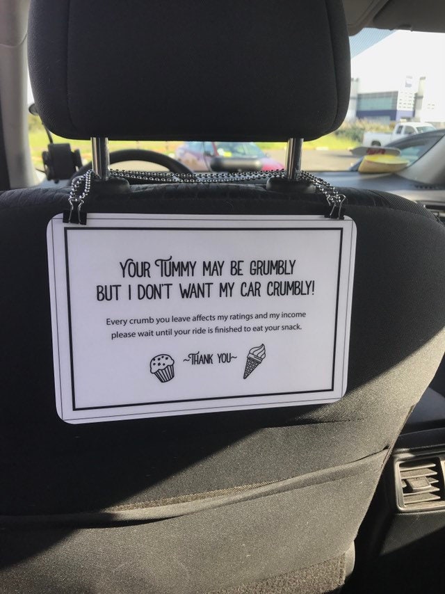 Humorous Please Don't Eat in My Car Sign for Lyft & Uber Drivers - Etsy