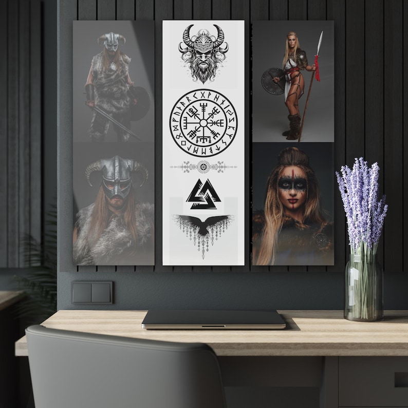 Viking Acrylic Prints, Norse Wall Art, Scandinavian Home Decor, Set of ...