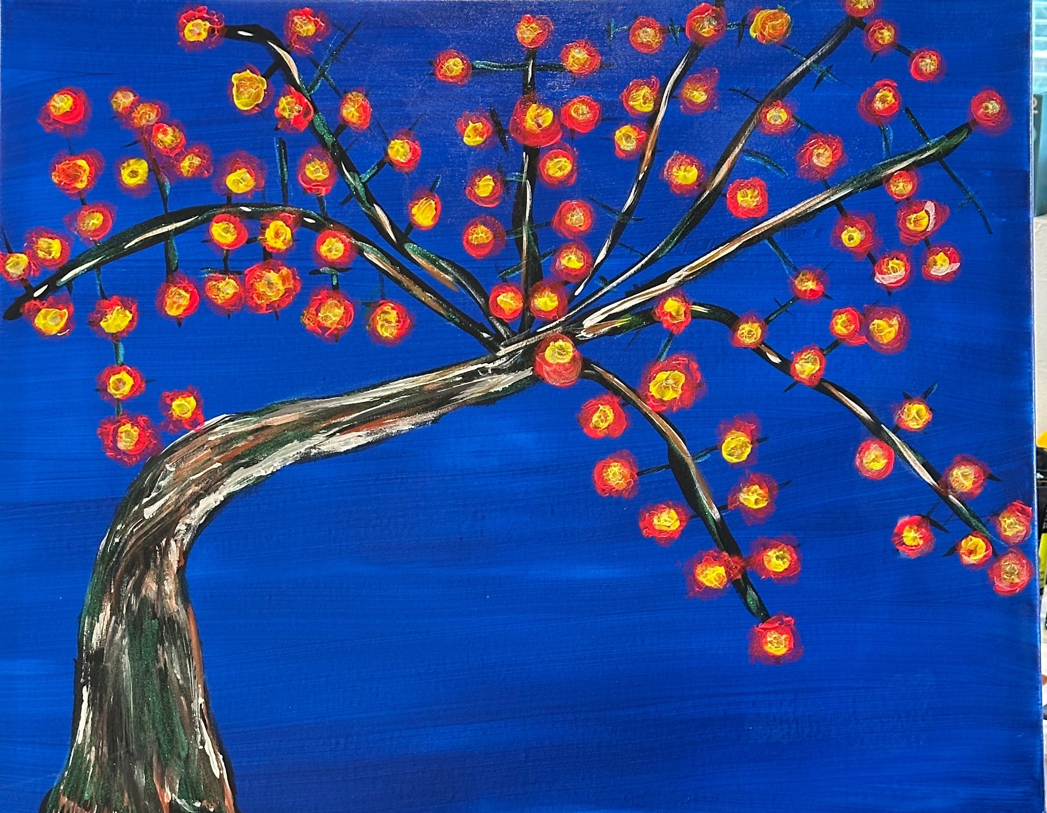 OLD TREE ART, Abstract Painting, Original Art, Canvas Wall Painting ...