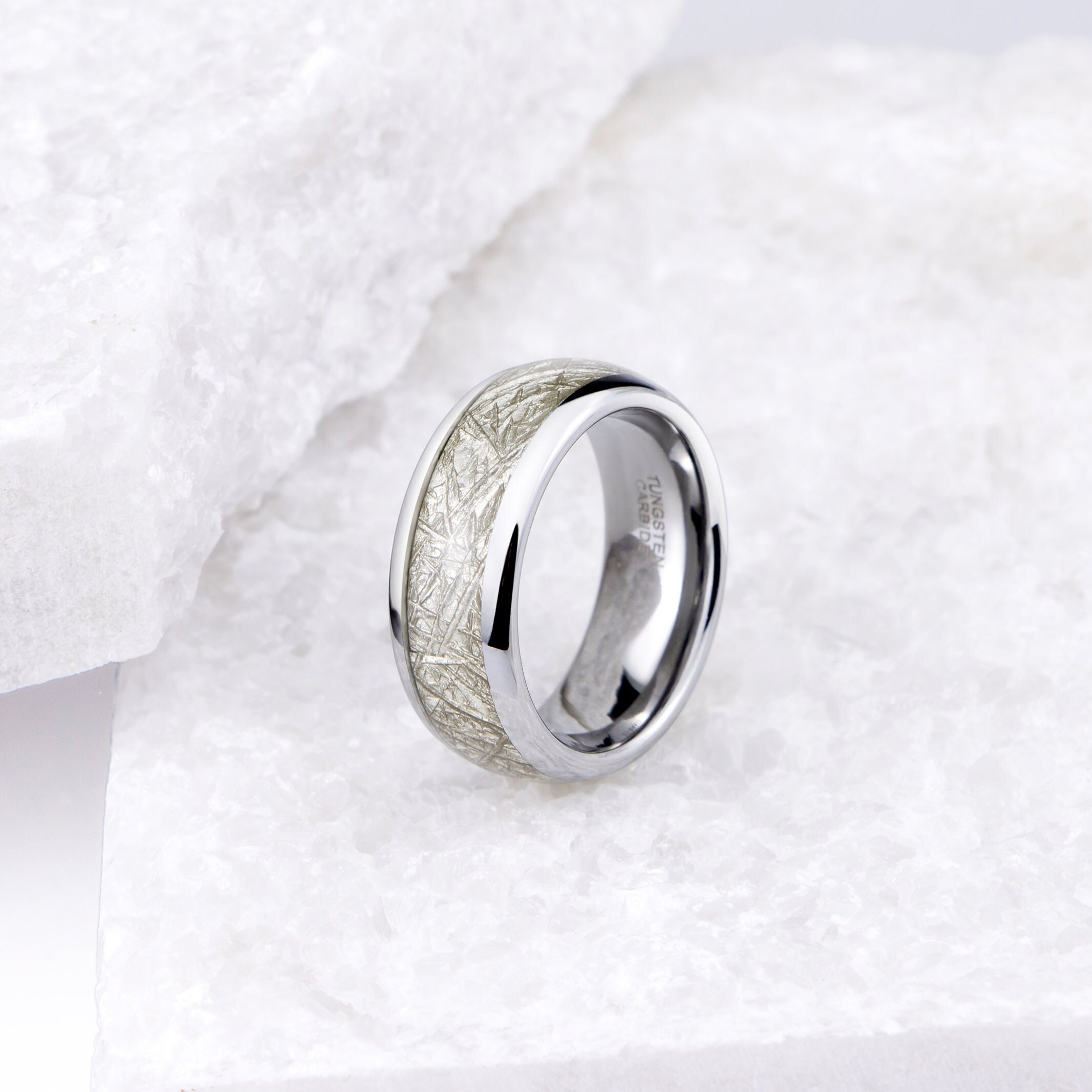 Silver Meteorite Wedding Band, Custom Silver Meteorite Ring, Meteor ...