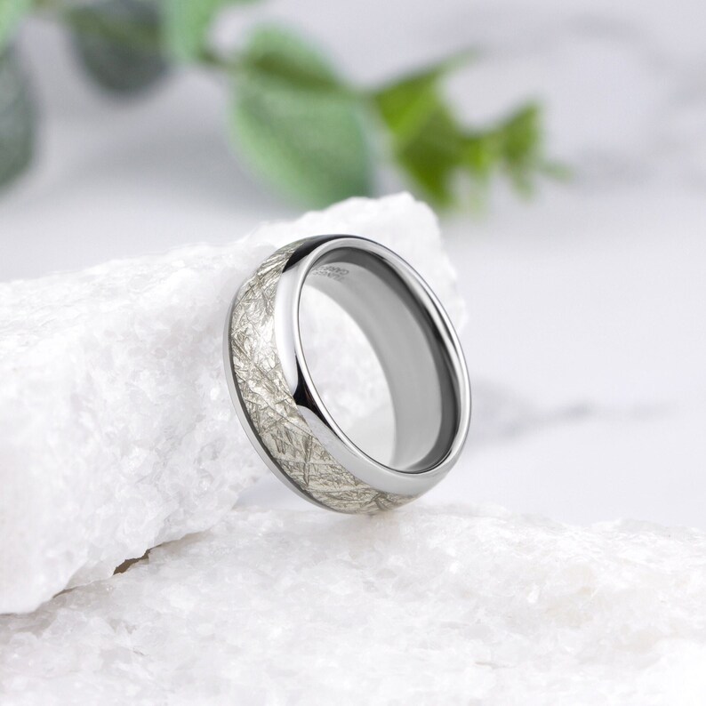 Silver Meteorite Wedding Band, Custom Silver Meteorite Ring, Meteor ...