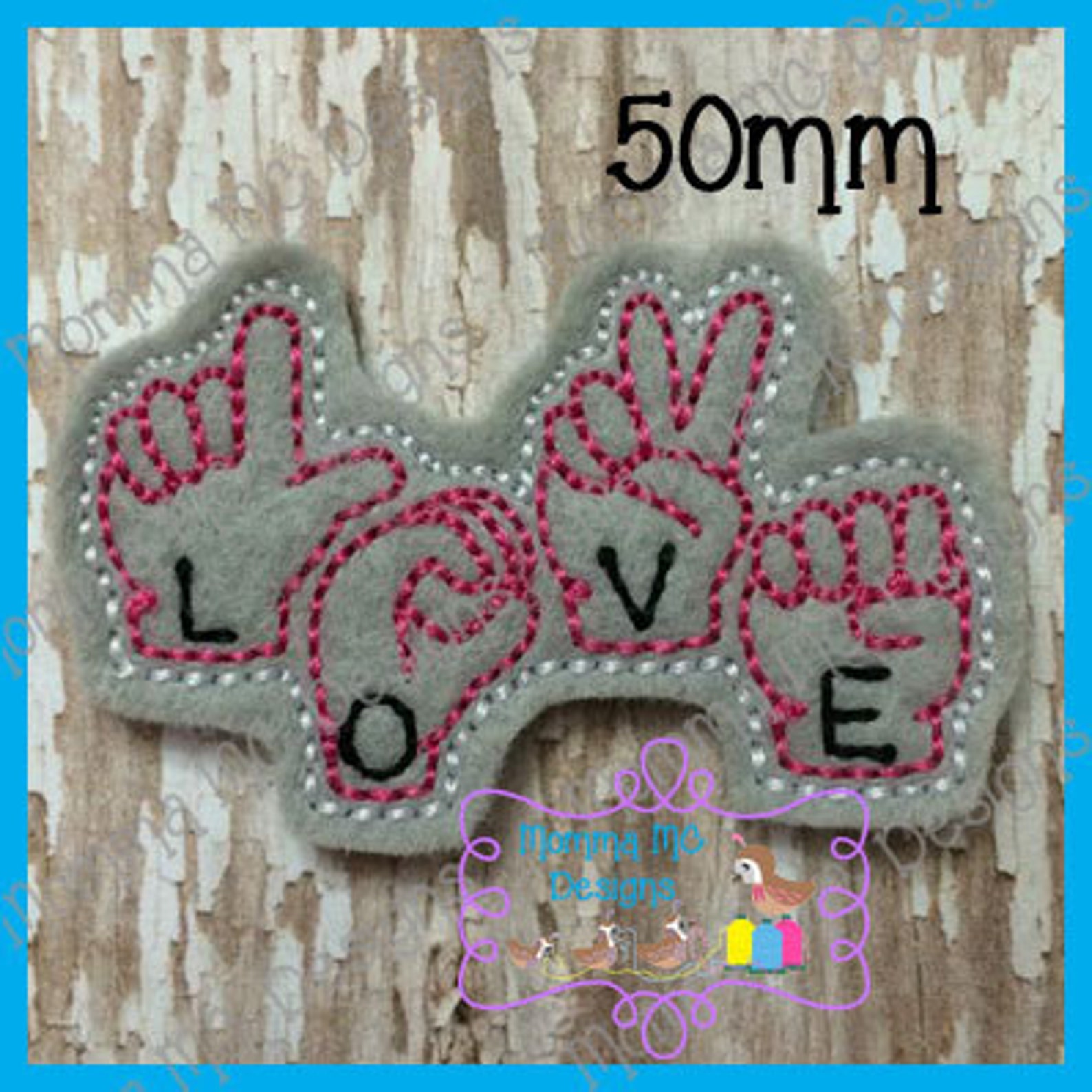 ASL American Sign Language LOVE Felt Feltie Embroidery Design - Etsy