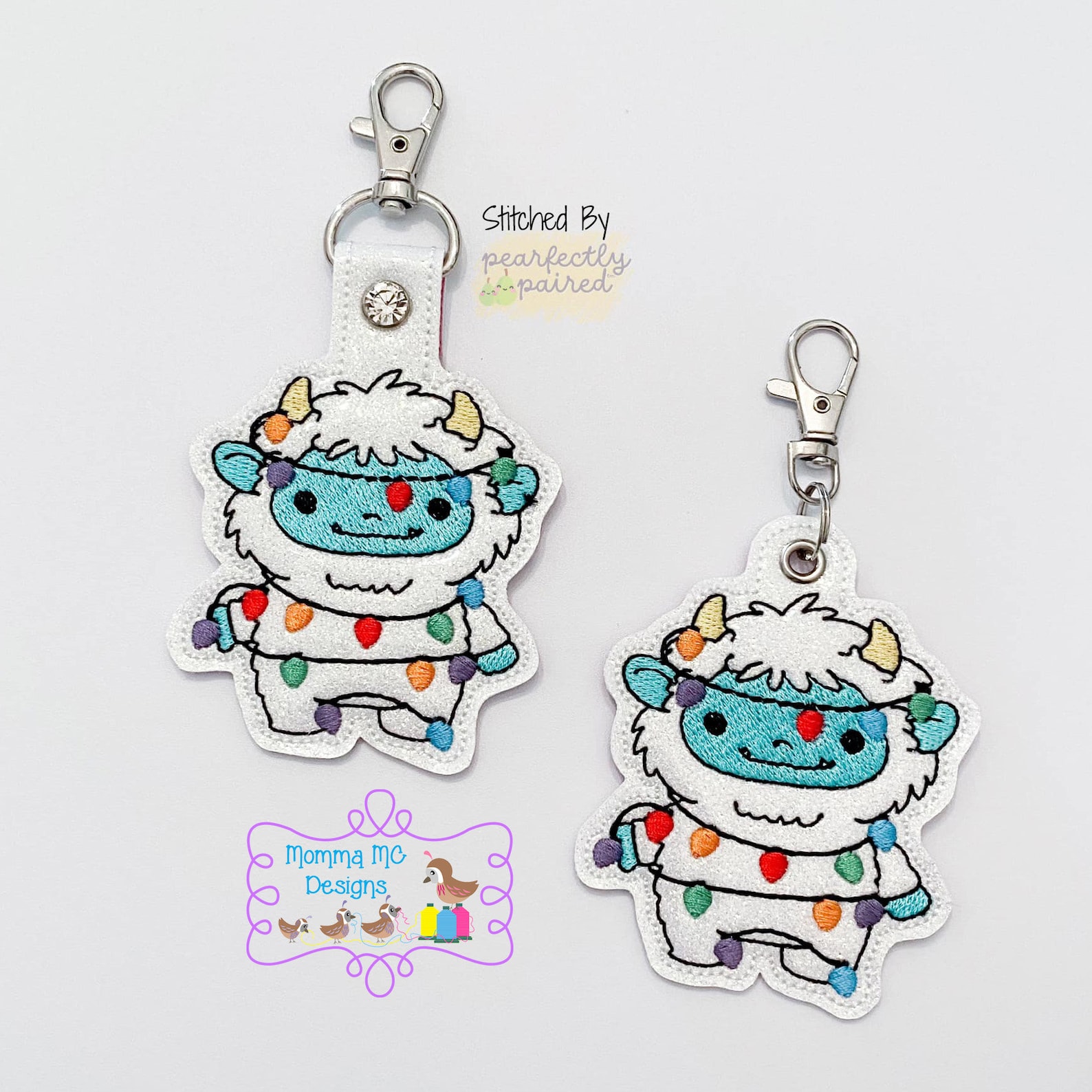 Yeti Tangled in Christmas Lights Key Fob Snap Tab Eyelet Key - Etsy