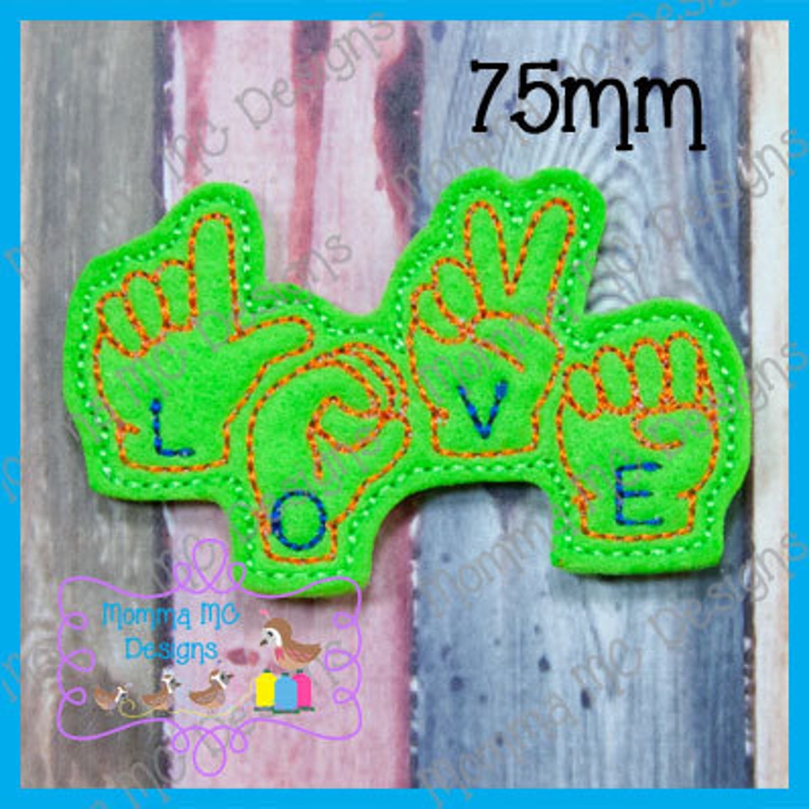 ASL American Sign Language LOVE Felt Feltie Embroidery Design - Etsy