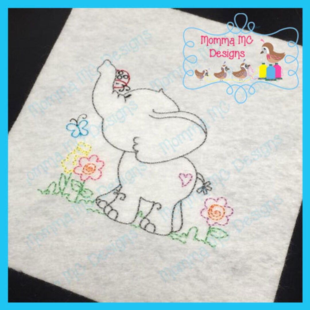 Elephant 1 Color Work Vintage Stitch Machine Embroidery Design - Etsy