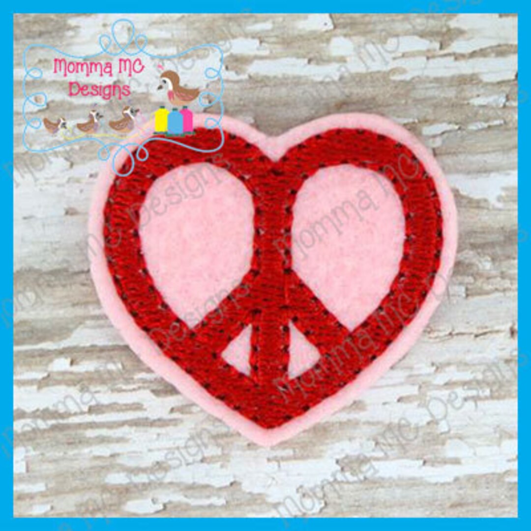 Peace Heart Felt Feltie Embroidery Design - Etsy