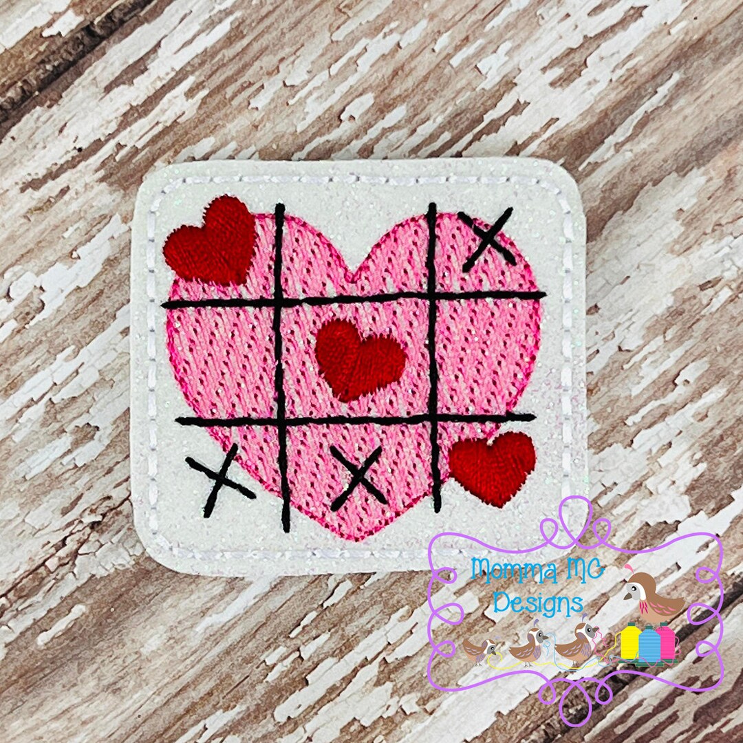 Heart Tic Tac Toe Game Valentine's Day Felt Feltie Machine Embroidery ...