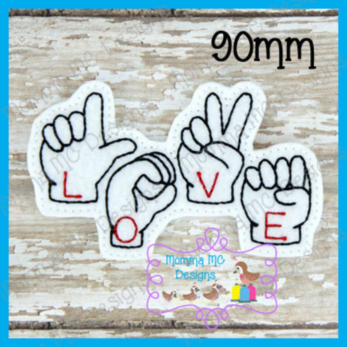 ASL American Sign Language LOVE Felt Feltie Embroidery Design | Etsy
