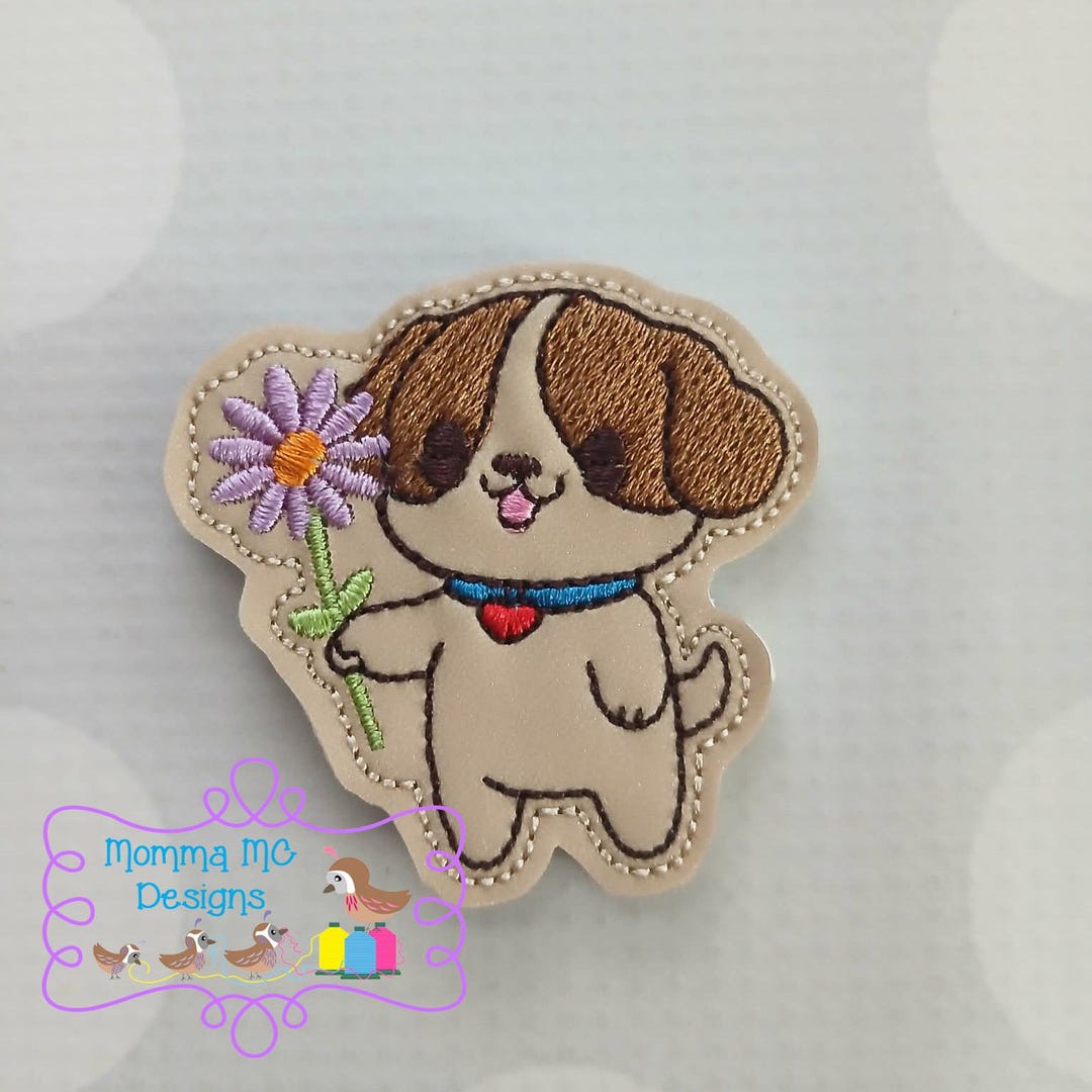 Puppy Dog With Flower Felt Feltie Machine Embroidery Design File - Etsy
