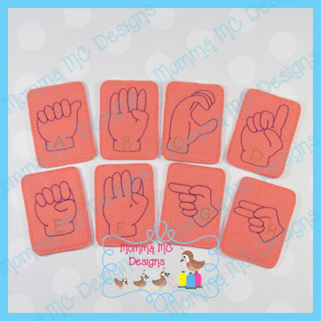 ASL American Sign Language ABC Cards Machine Embroidery Design - Etsy