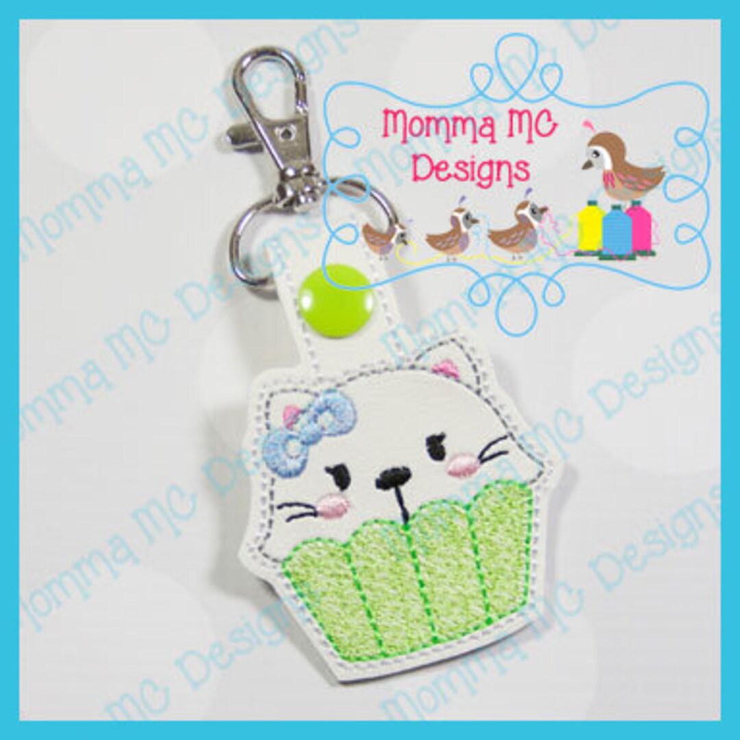 Cupcake Cat Snap Tab Machine Embroidery Design File - Etsy
