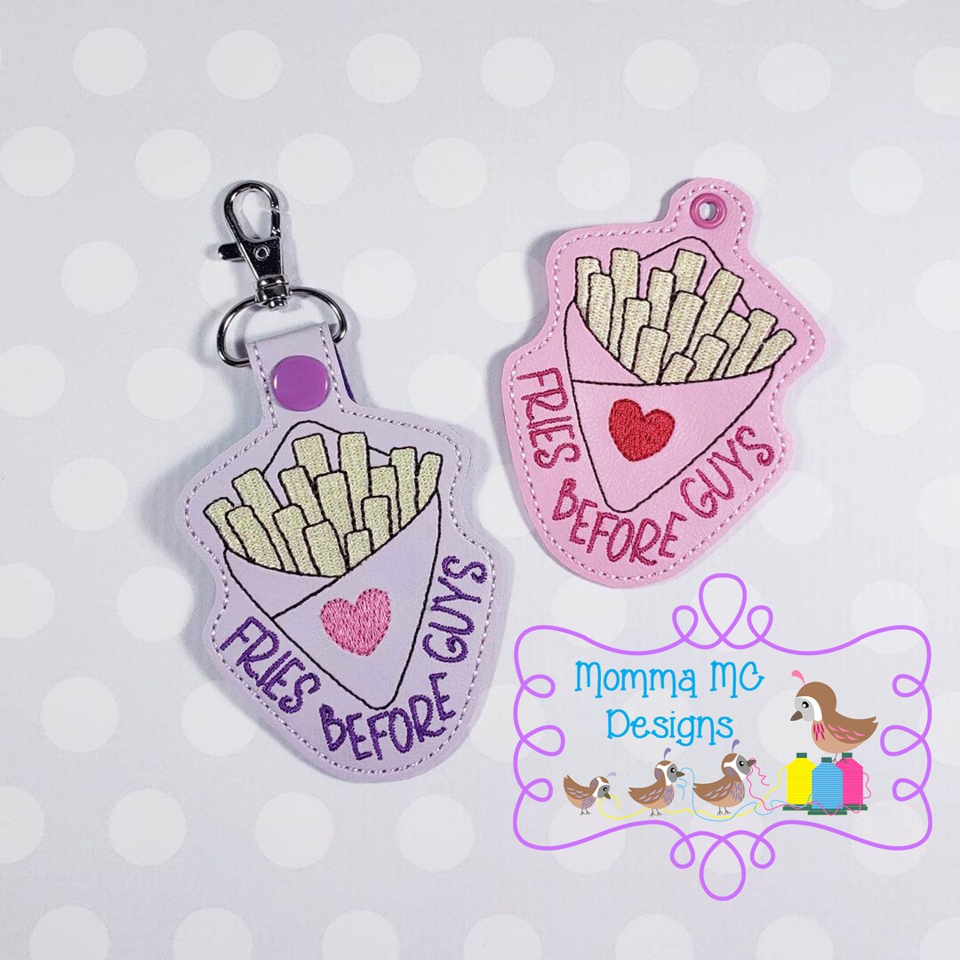 Fries Cone Key Fob Snap Tab Eyelet Key Chain Charm Machine Embroidery ...
