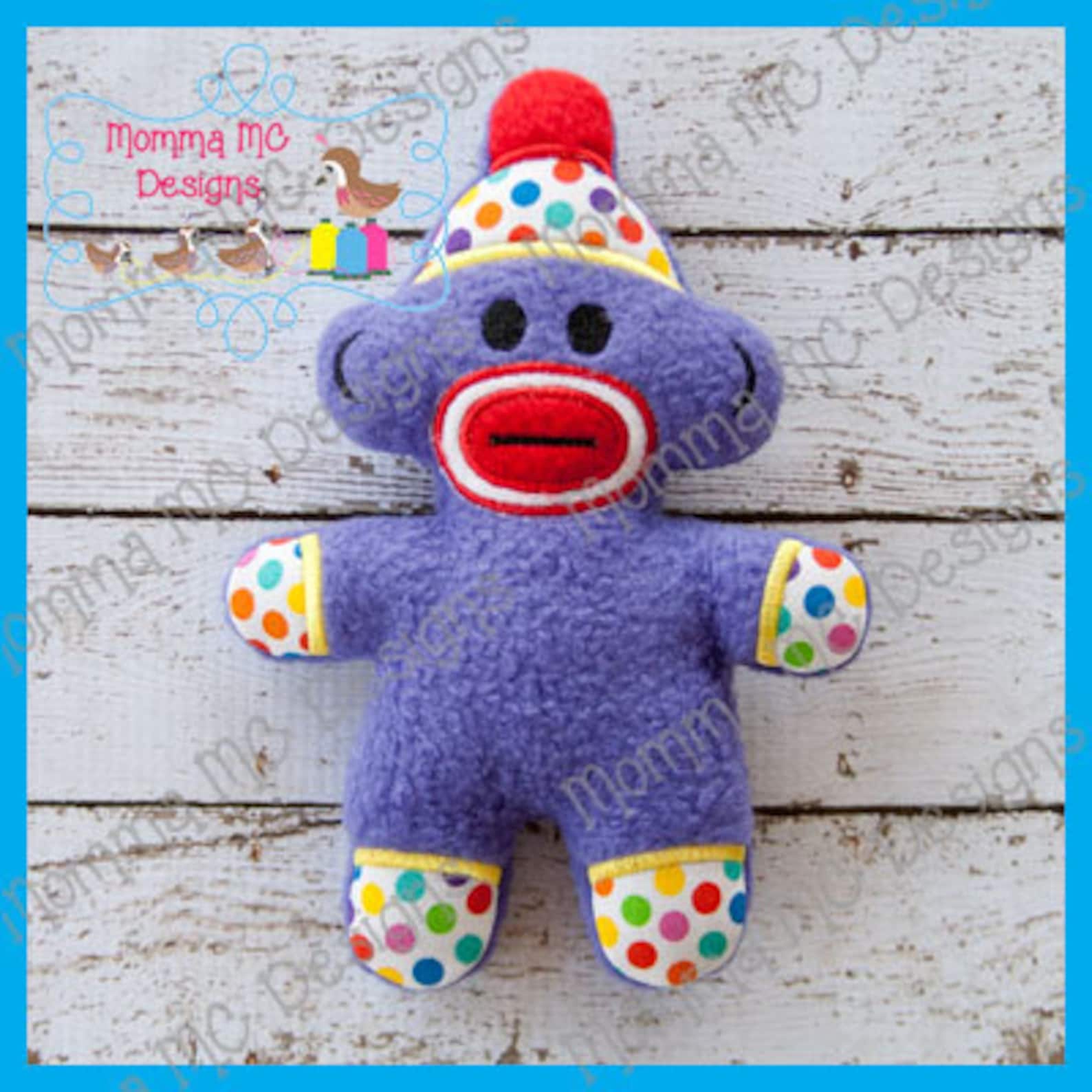 Sock Monkey Softie Machine Embroidery File - Etsy