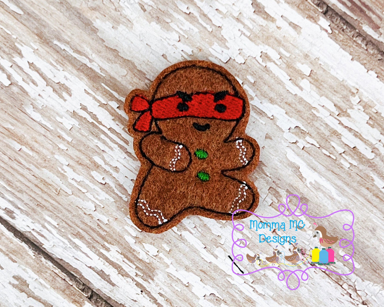 Ninja Ginga Gingerbread Man Felt Feltie Machine Embroidery Design File ...
