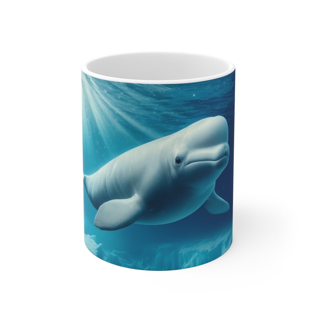 Beluga Whale Coffee & Tea Mug 11oz Ceramic Glossy Wraparound Art ...
