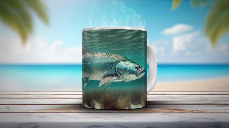 Silver Tarpon Coffee Mug | 11oz Coffee Mug Ceramic Glossy Wrap Art ...