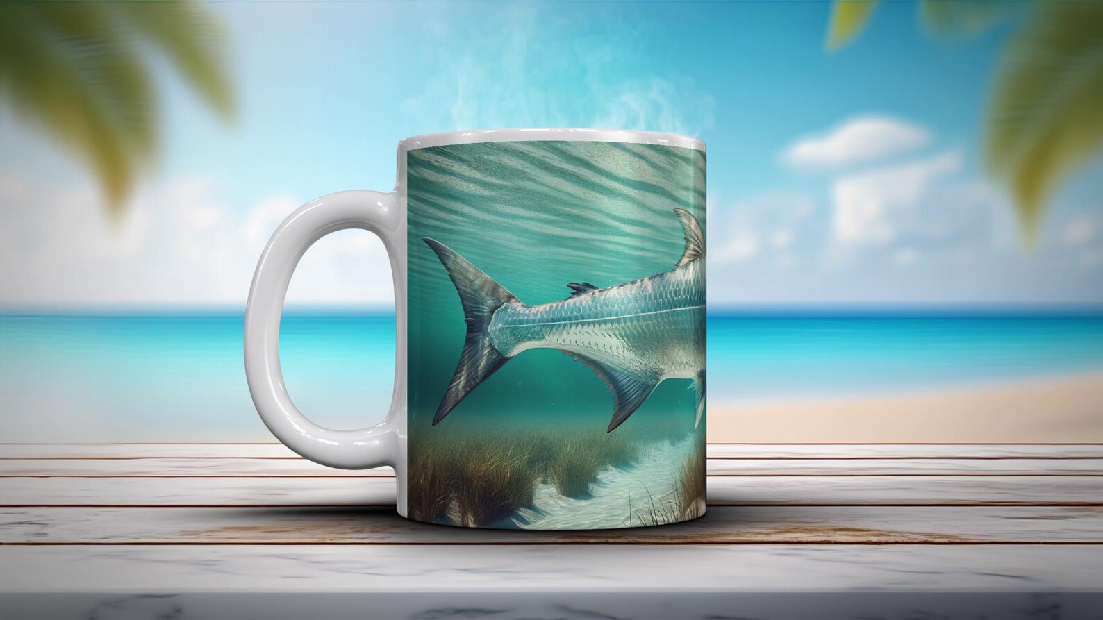 Silver Tarpon Coffee Mug | 11oz Coffee Mug Ceramic Glossy Wrap Art ...