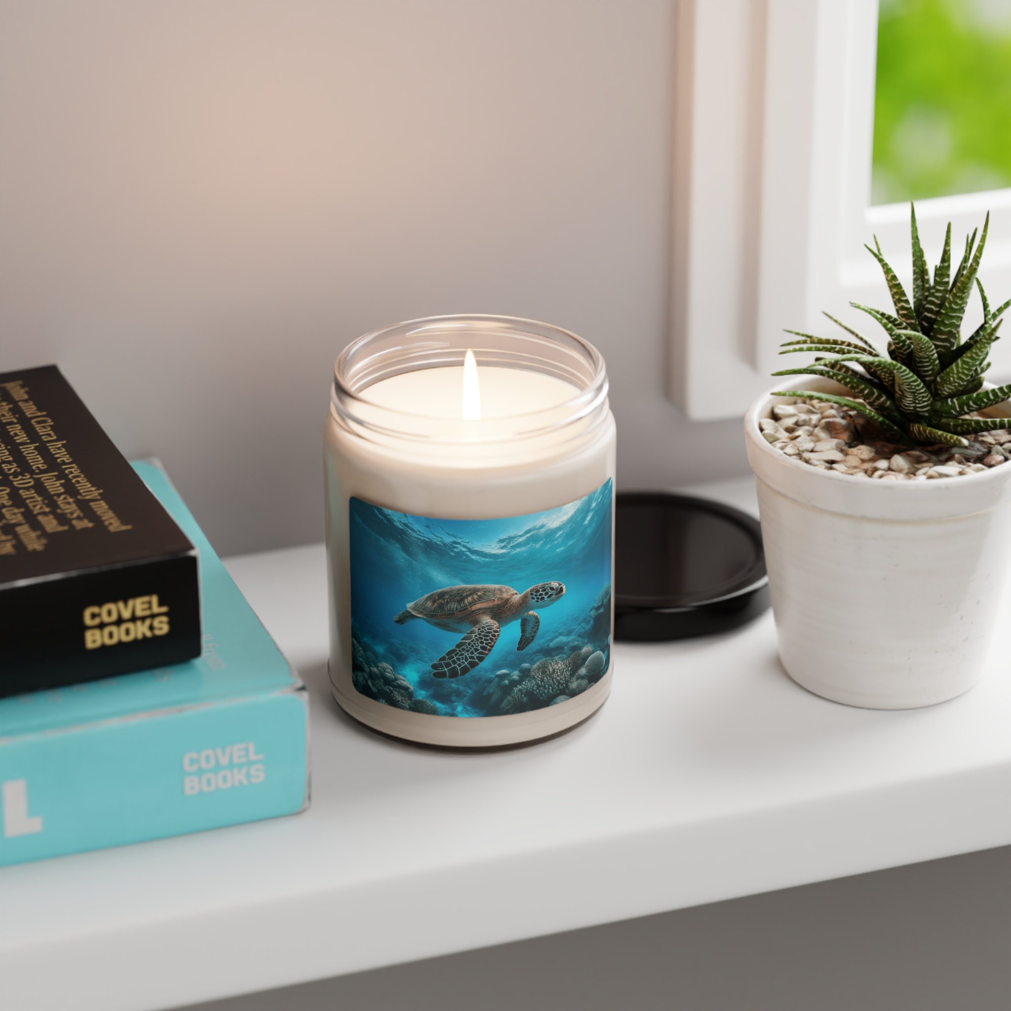 Sea Turtle Reef Ocean Candle | 100% Natural Soy Wax Scented Unscented ...