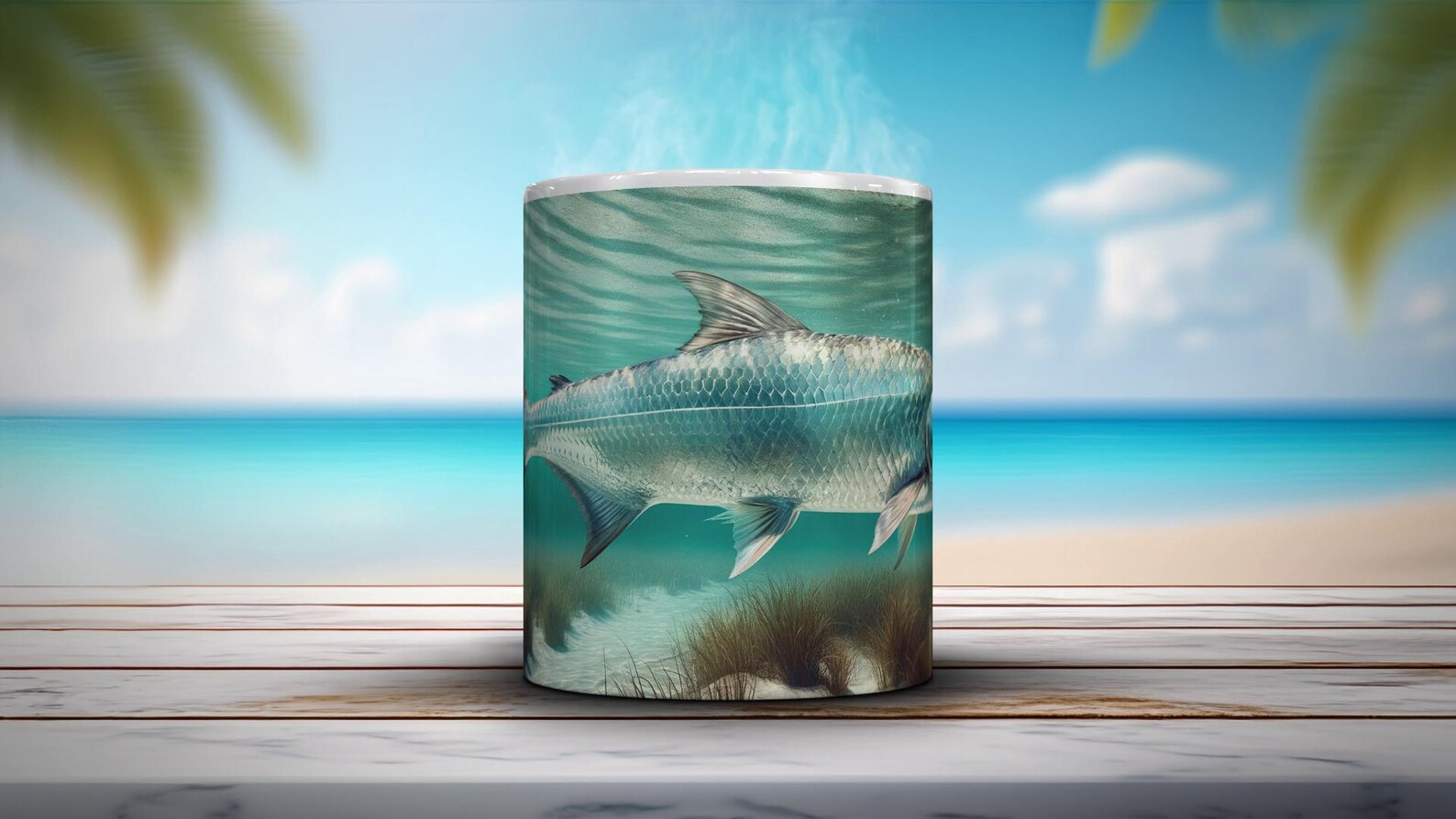 Silver Tarpon Coffee Mug | 11oz Coffee Mug Ceramic Glossy Wrap Art ...