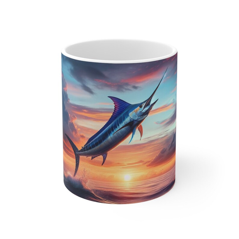 Marlin Coffee Mug 11 Oz Coffee Mug Ceramic Glossy Wrap Art Marlin Gift ...