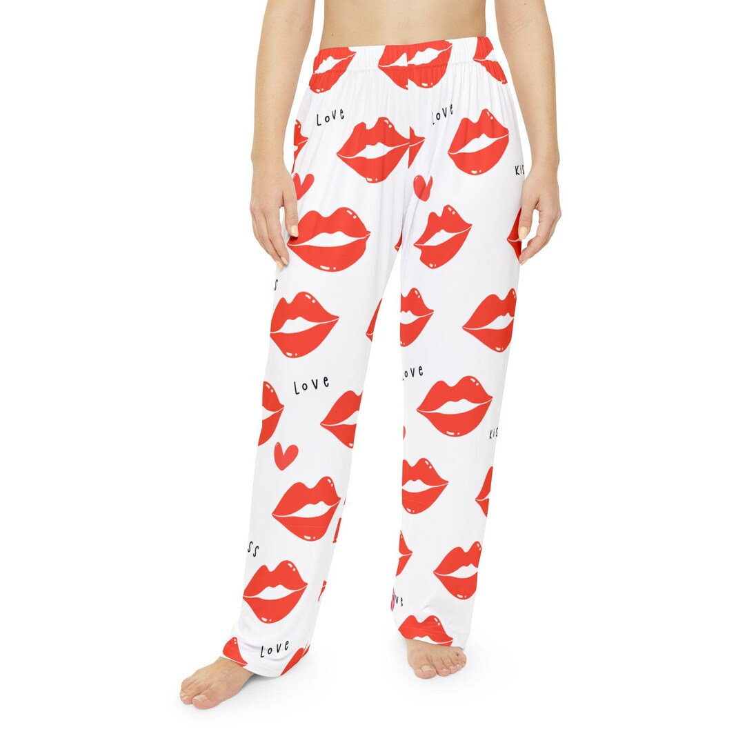 Lips Pattern Pajama Pants: Women's Valentine Loungewear - Etsy
