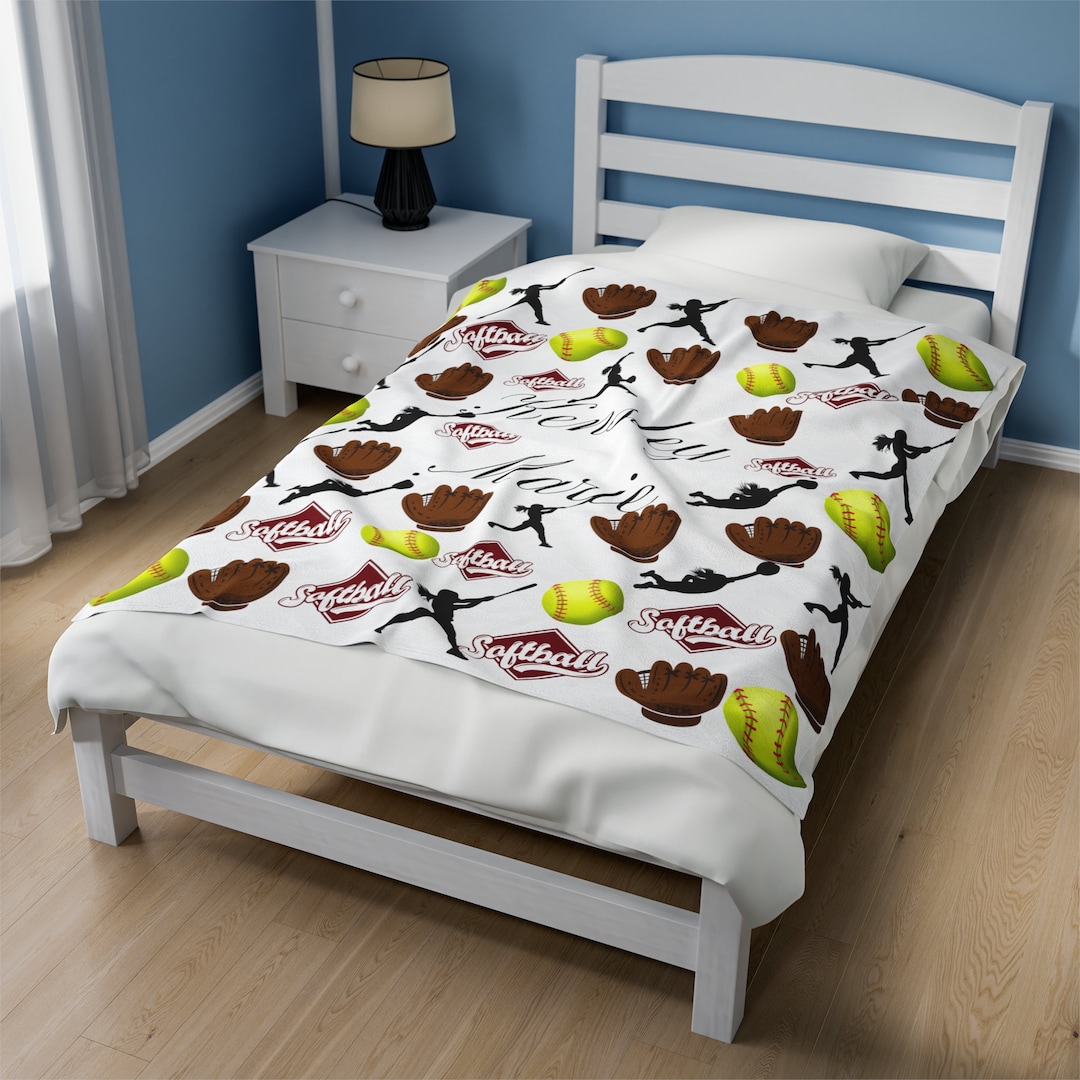 Personalized Softball Blanket for Girls of All Ages Velveteen Plush ...