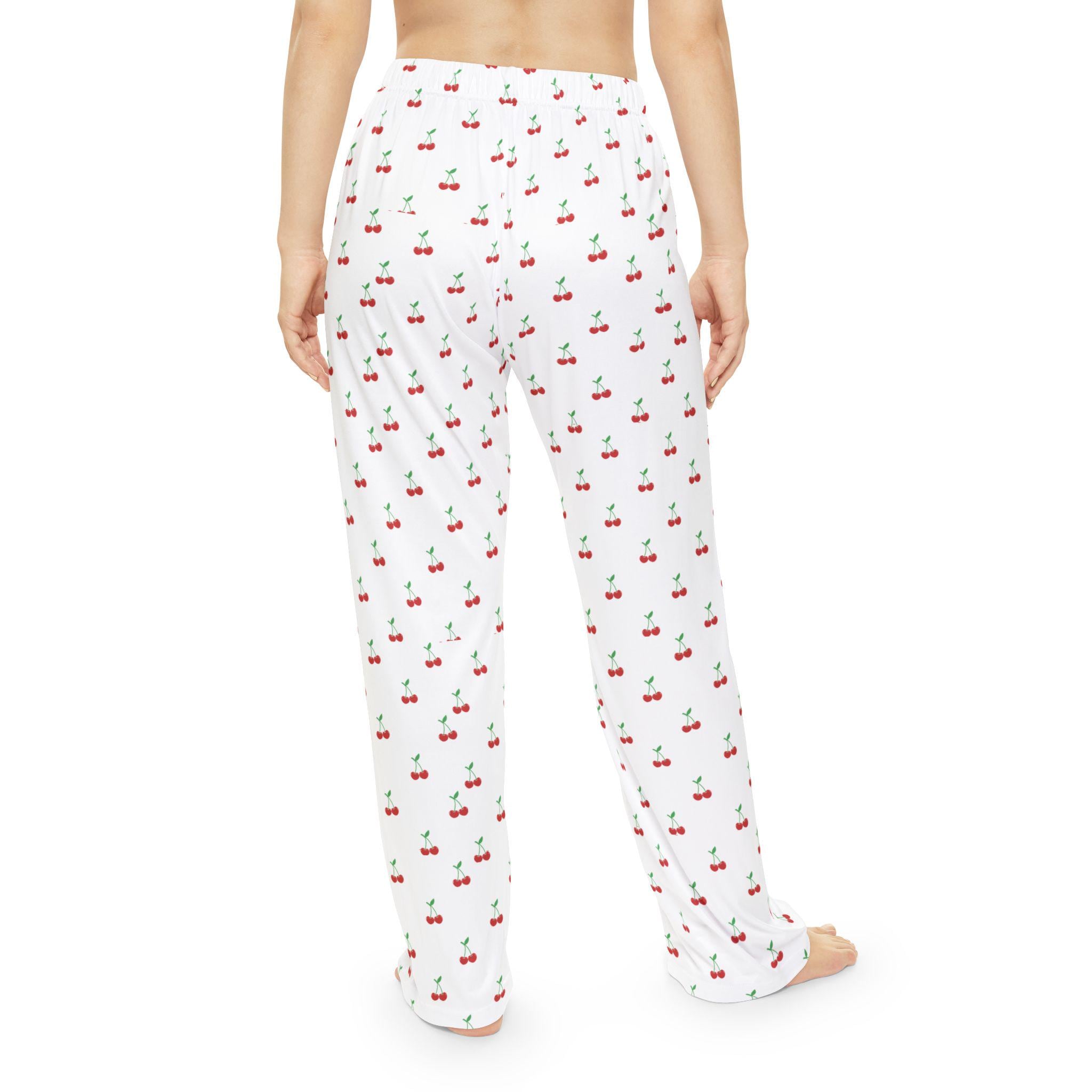 Cherry Women's Pajama Pants, Cherries Pattern Lounge Pants, Simple ...