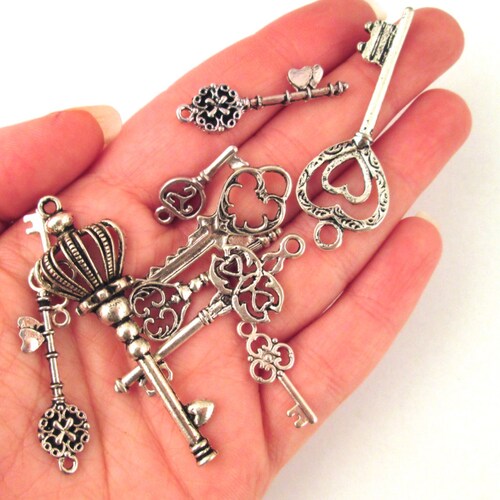 Assorted Skeleton Key Charm Grab Bag Mix Brass Plated - Etsy